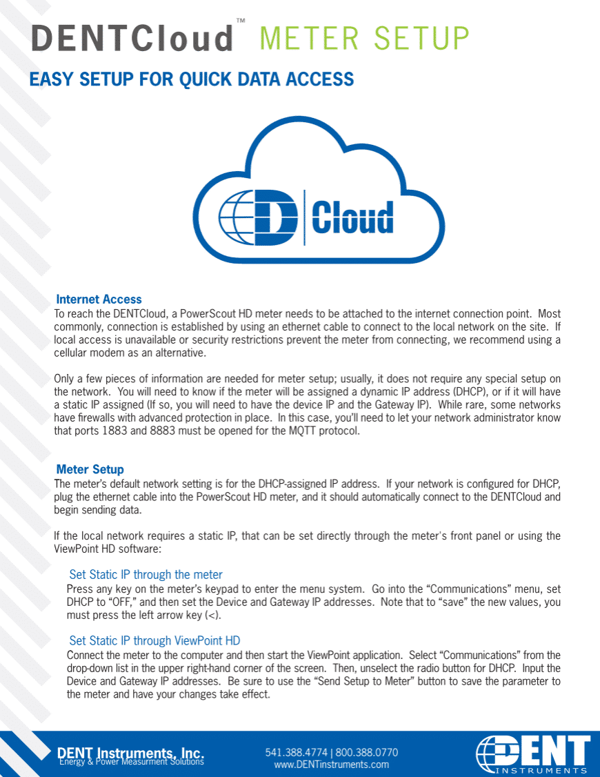 DENTcloud Remote Power Meter Monitoring